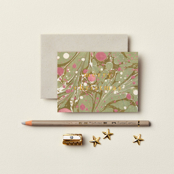 Marble 'Merry Christmas' Mini Card - The Paper Seahorse